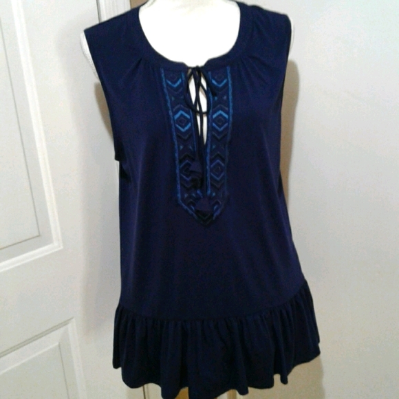 retrology | Tops | Lovely Retrology Navy Boho Style Blouse | Poshmark